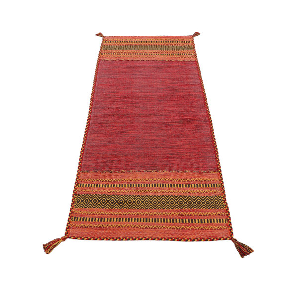 Carpetfine Azizi Striped Hand Woven Cotton Red Rug & Reviews | Wayfair ...