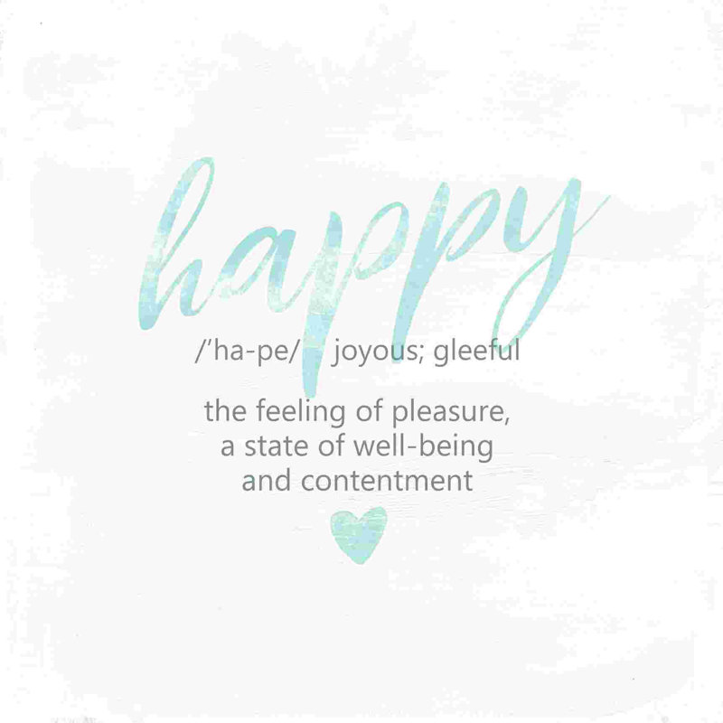 Trinx Happy Definition 2 - Wrapped Canvas Textual Art | Wayfair