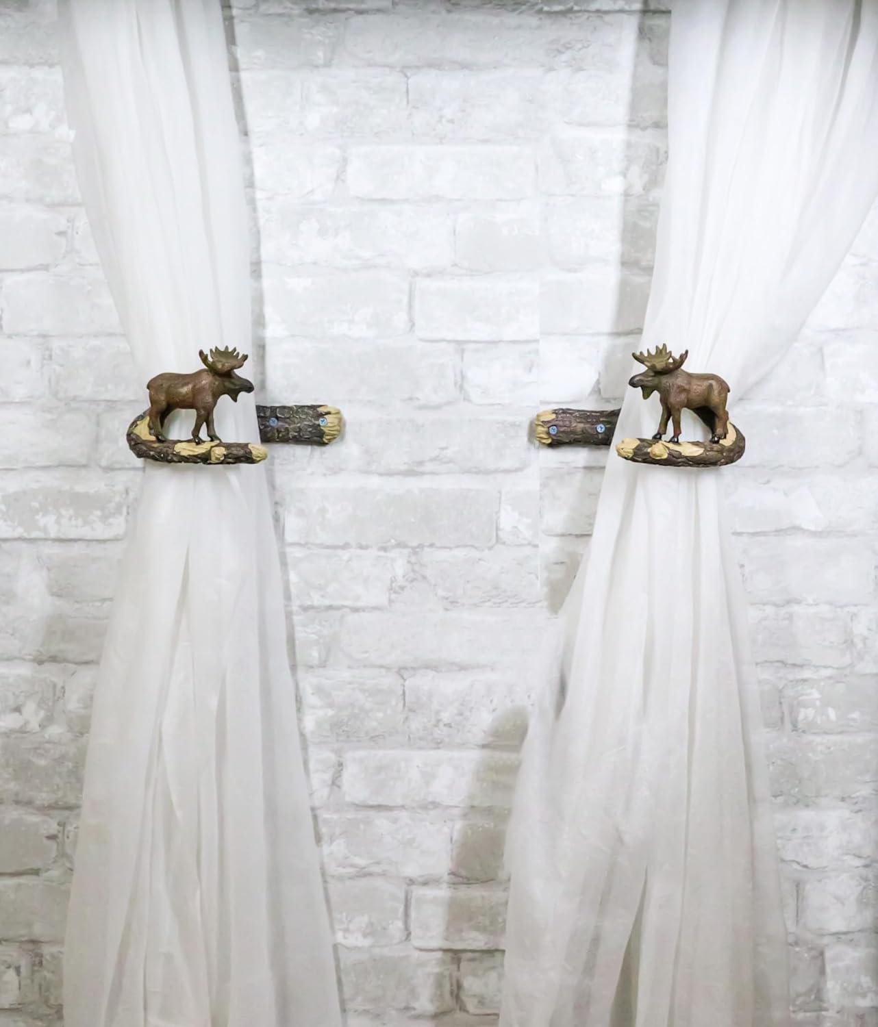 Millwood Pines Set Of 2 Rustic Western Bull Moose On Branch Drapery ...