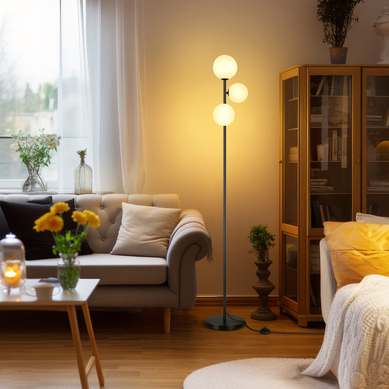 George Oliver Hinnar 70.67'' LED Tree Floor Lamp with Globe Shade for ...