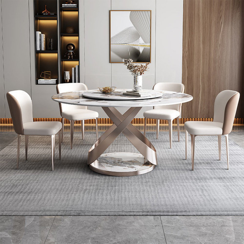 StyleCrafted Furniture 4 - Person Pandora Round Steel Sintered Stone ...