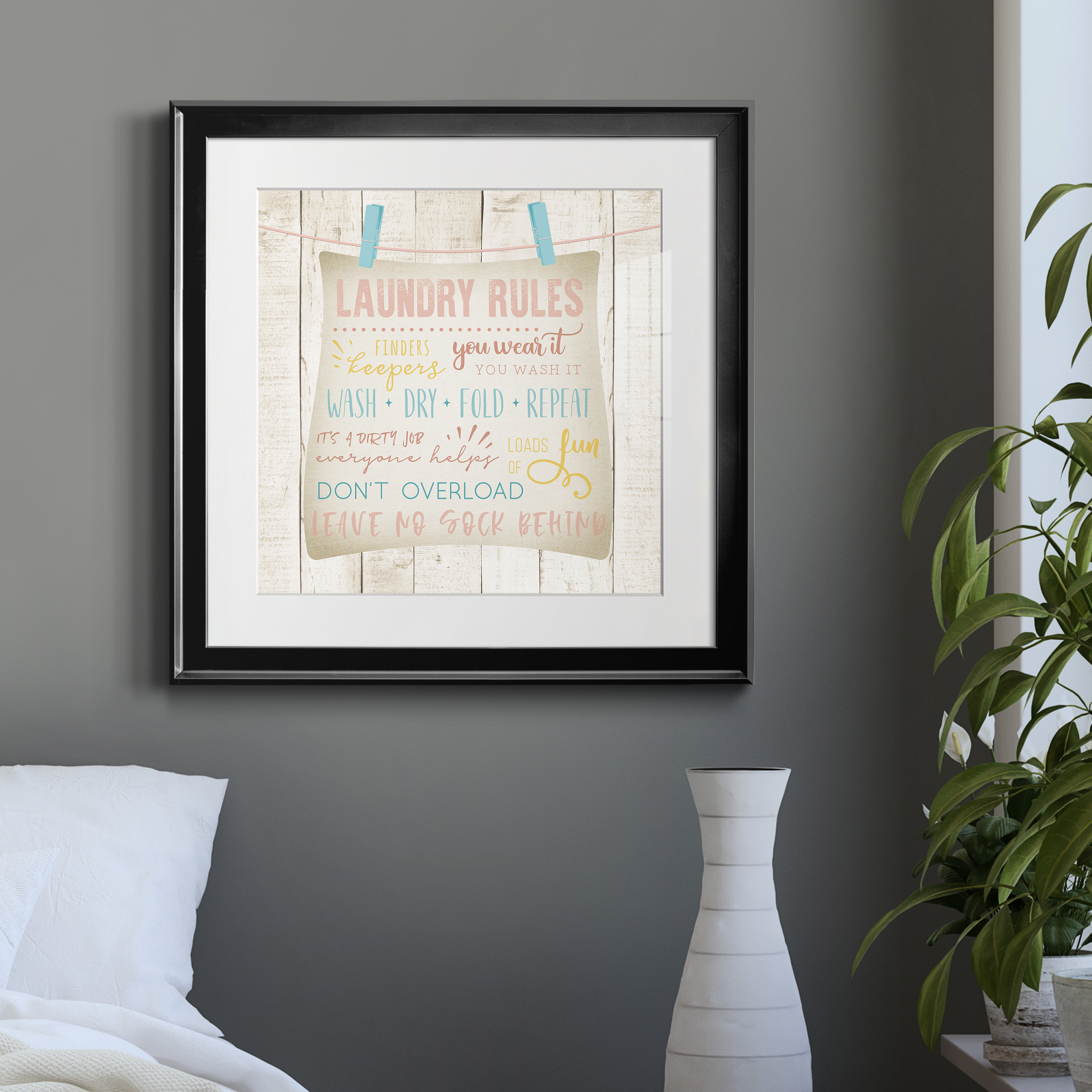 August Grove® Laundry Rules - Picture Frame Textual Art Print on Paper ...