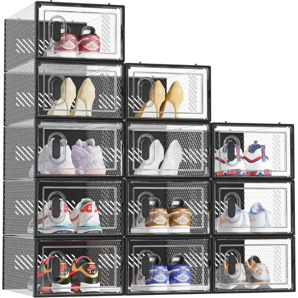 Metro Lane Shoe Box,12 Pcs Shoe Storage Boxes Clear Plastic Stackable ...