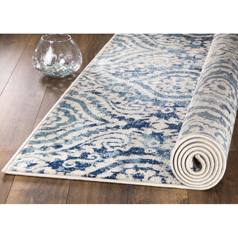 Bungalow Rose Amy Cream/Blue/Light Blue Area Rug & Reviews | Wayfair