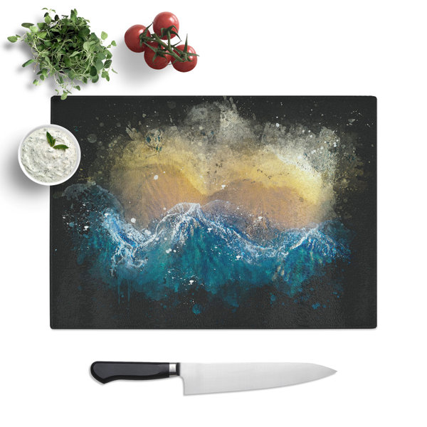 East Urban Home Incoming Waves Paint Splash Chopping Board | Wayfair.co.uk