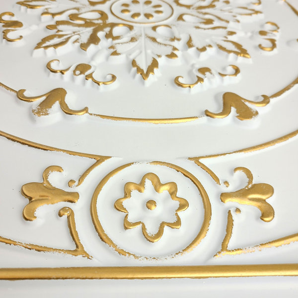 TalissaDecor Drop In, Glue Up PVC Ceiling Tiles in White and Gold, Pack ...