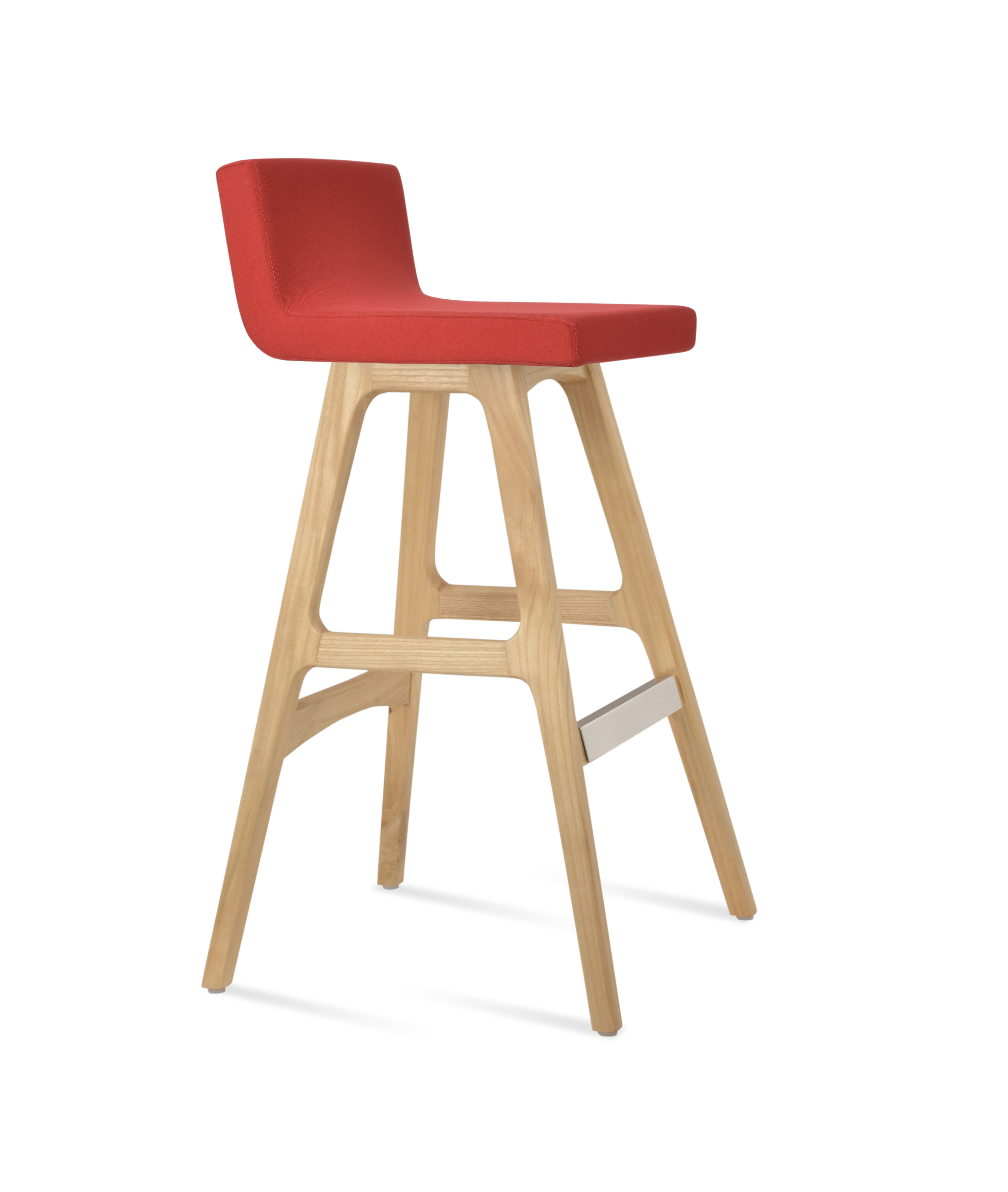sohoConcept Dallas PR Wood Bar Stool in Red Fabric | Wayfair