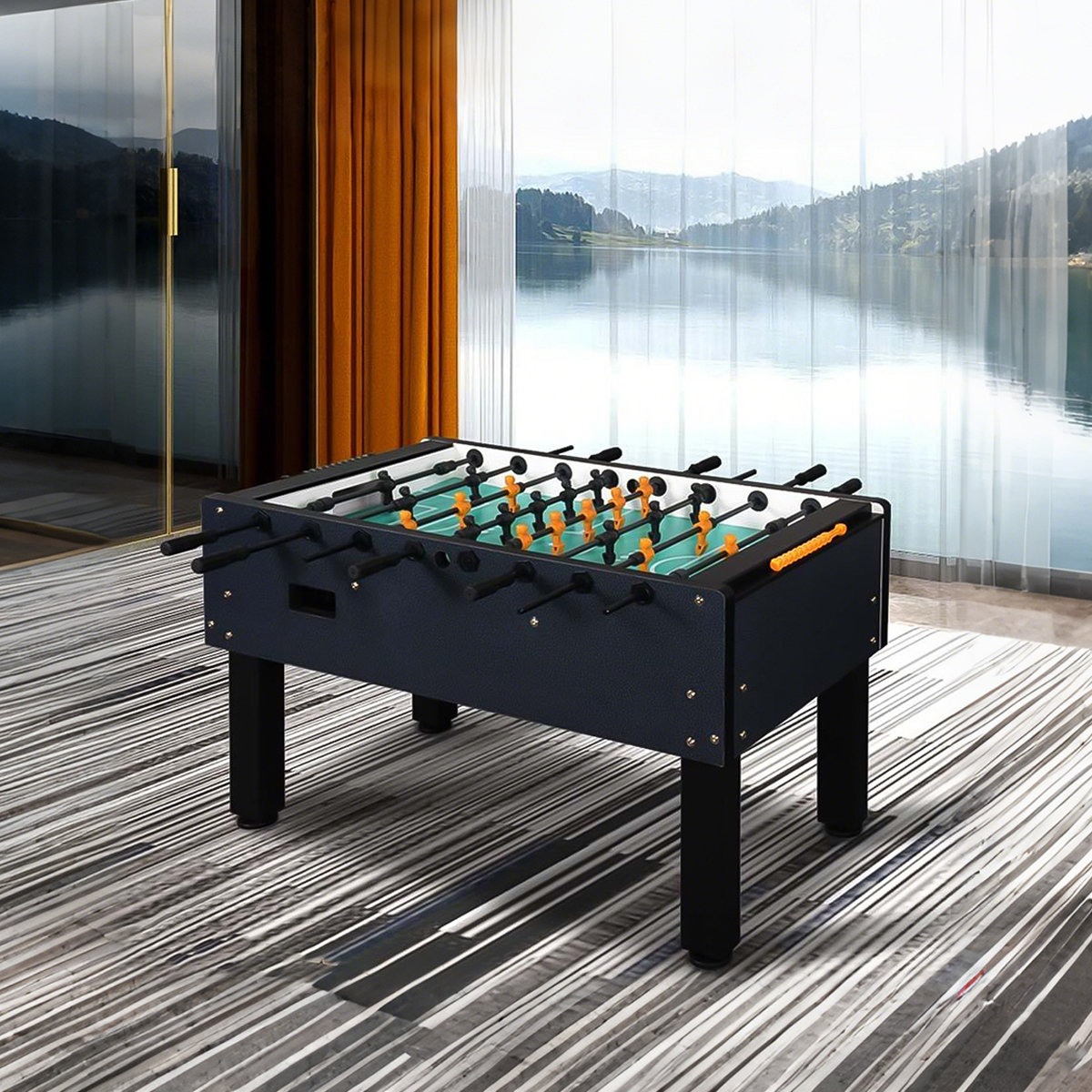 TERIXA 56" Black Modern Minimalist Standard Foosball Table | Wayfair