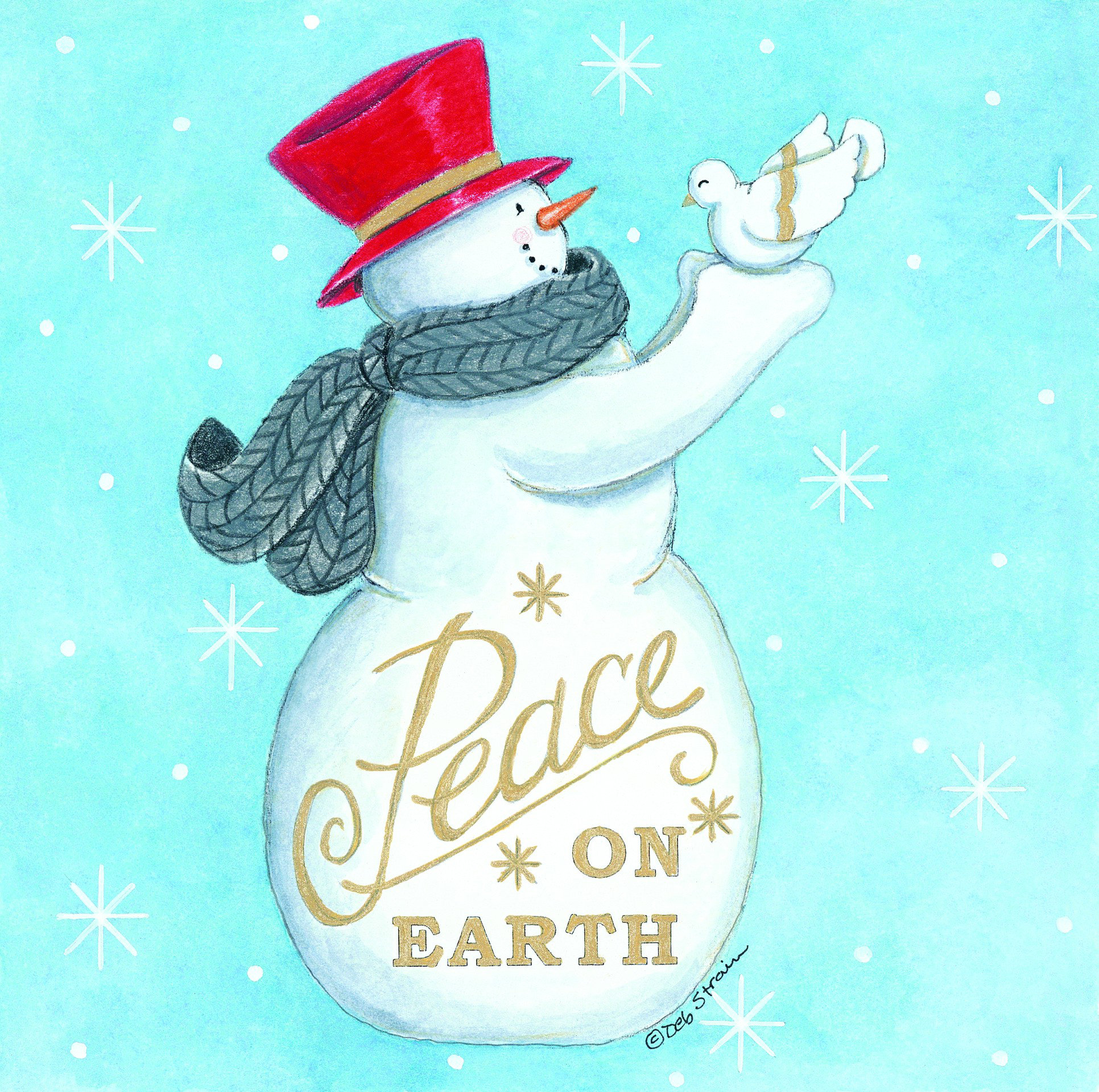 The Holiday Aisle® Peace on Earth Snowman by Deb Strain - Wrapped ...