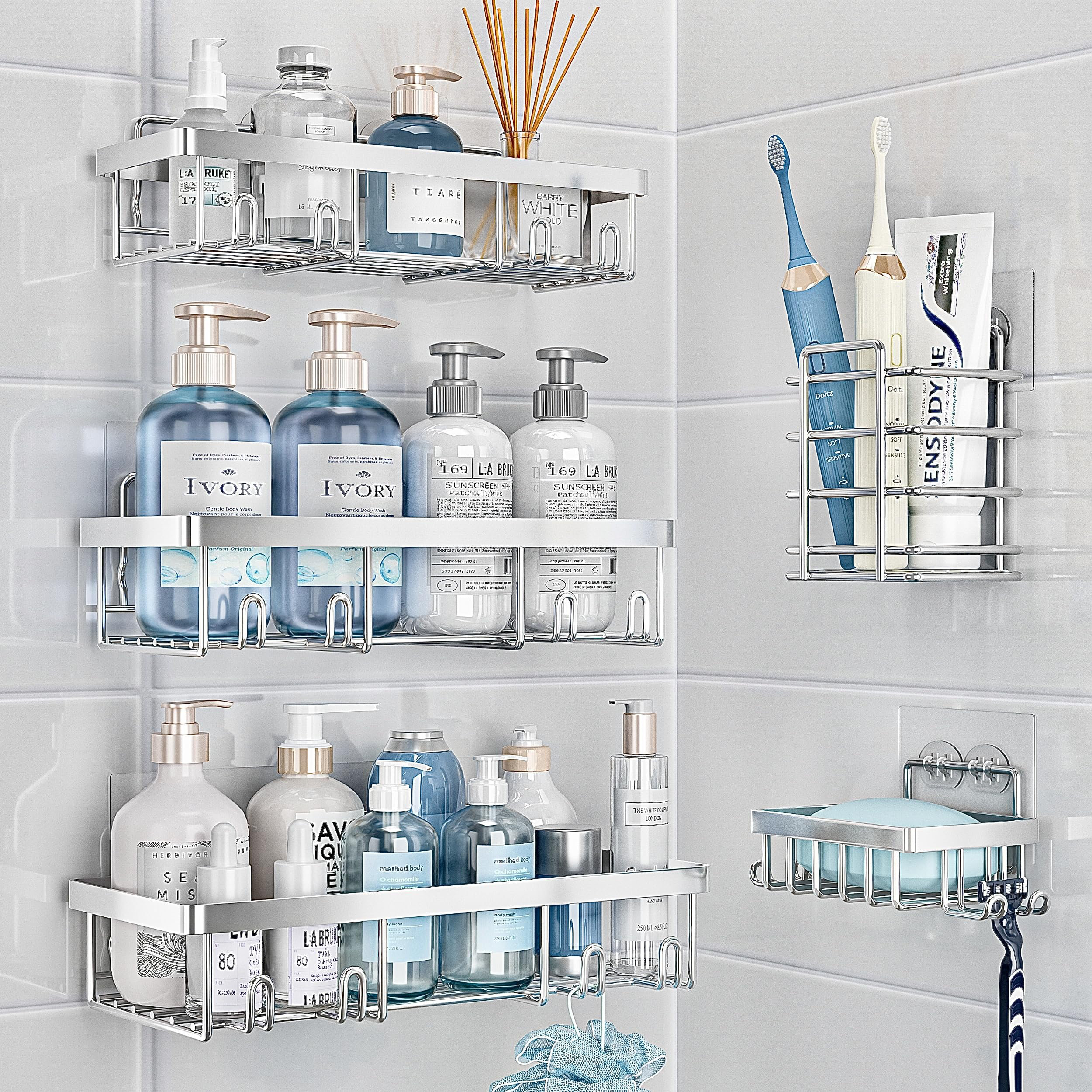 Rebrilliant 5 Pack Shower Caddy Organizer Rack Shelf For Inside Shower ...