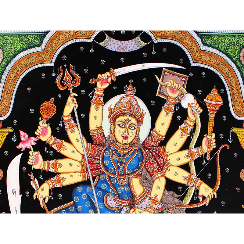 Exotic India Goddess Durga Killing Demon Mahishasura | Patta Painting ...