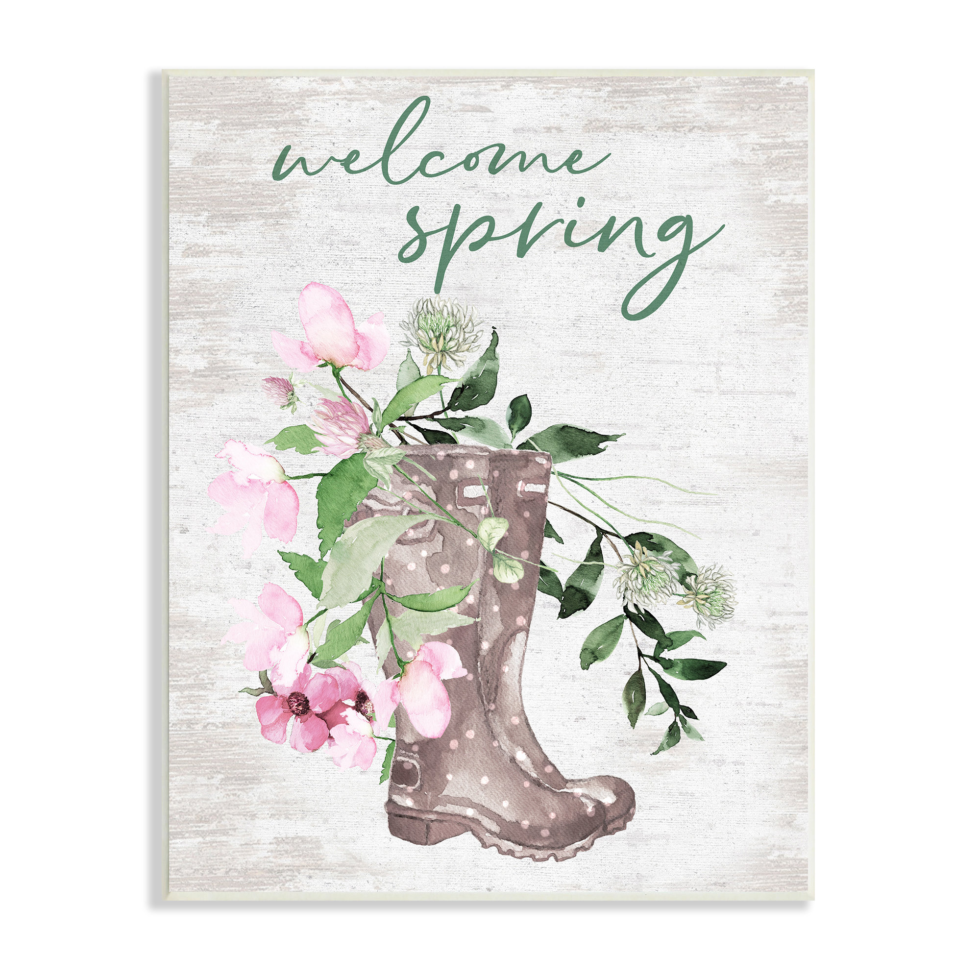 Stupell Industries Welcome Spring Seasonal Rain Boots Flower ...
