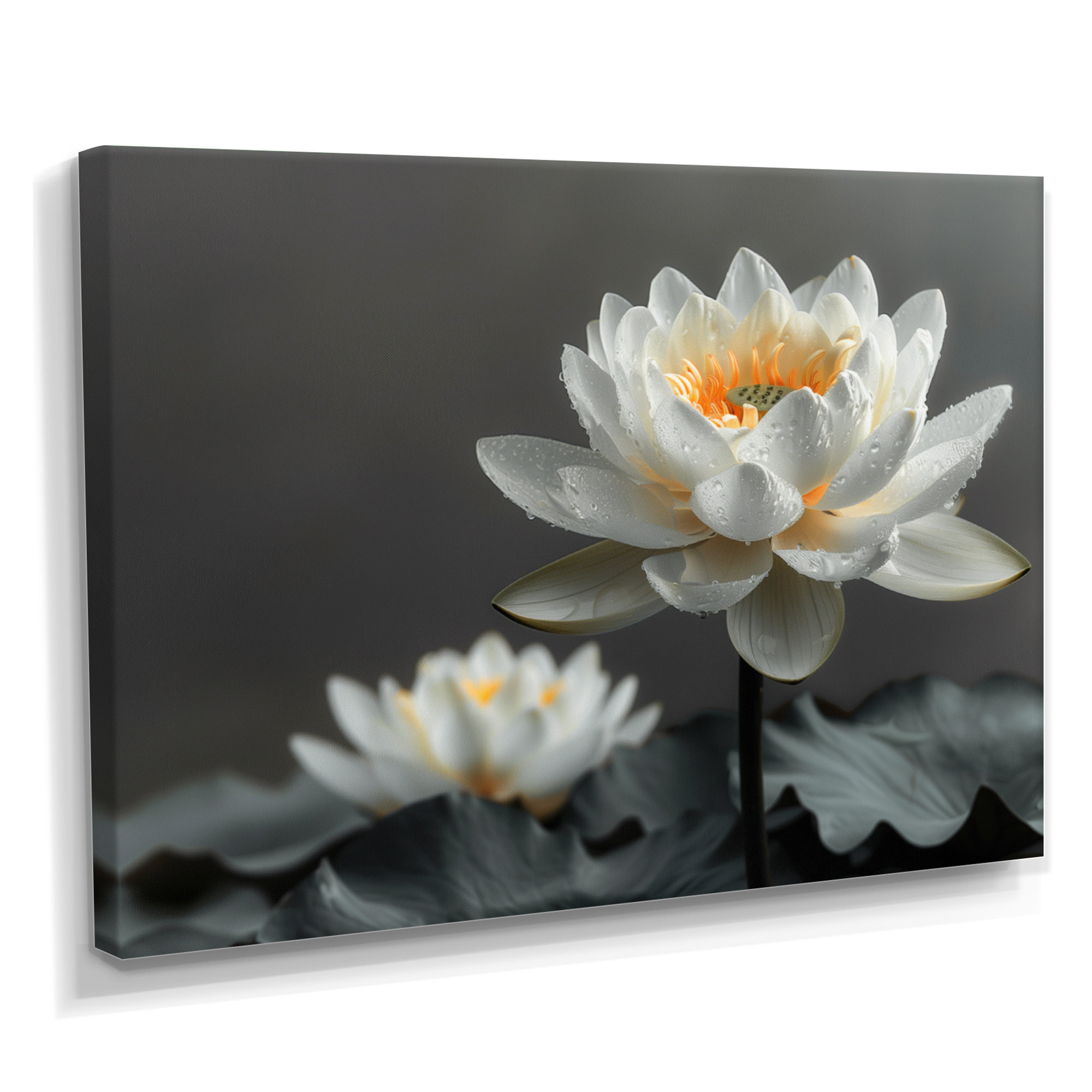 Dakota Fields Grey Lotus Monochrome Perfection - Lotus Wall Art | Wayfair