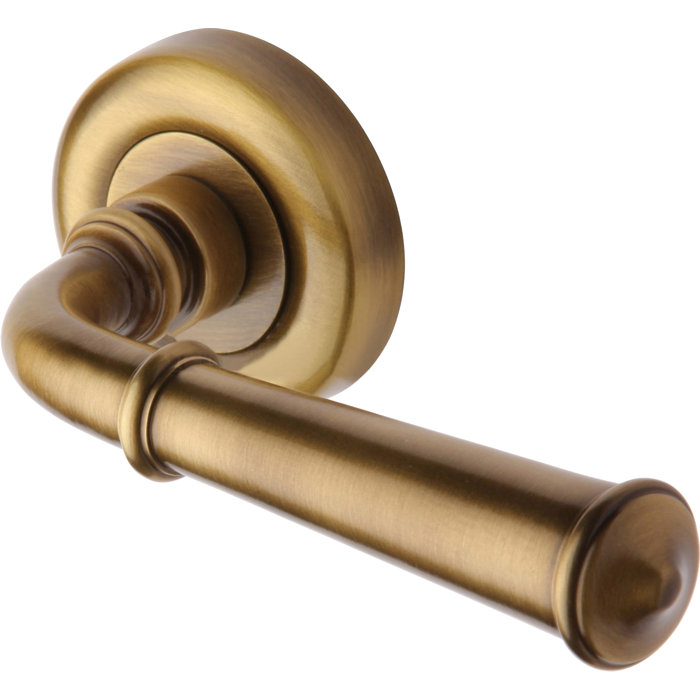 Heritage Brass Heritage Door Handle Lever Latch on Round Rose Colonial ...