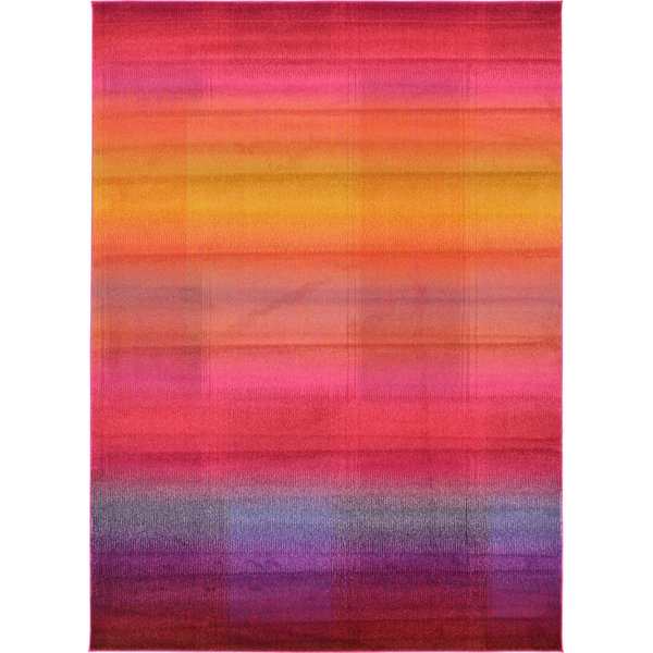 Langley Street® Eddins Striped Pink/Orange/Yellow Area Rug & Reviews ...