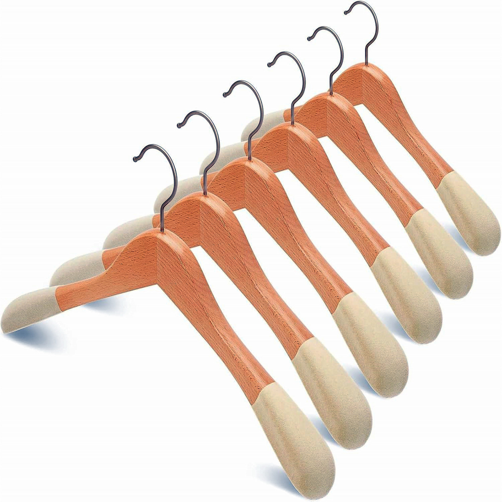 Rebrilliant 6 Pack Wide Shoulder Wooden Hangers | Wayfair