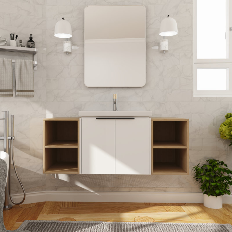 Ebern Designs Donji 47.84'' Wall Mounted Single Bathroom Vanity with ...