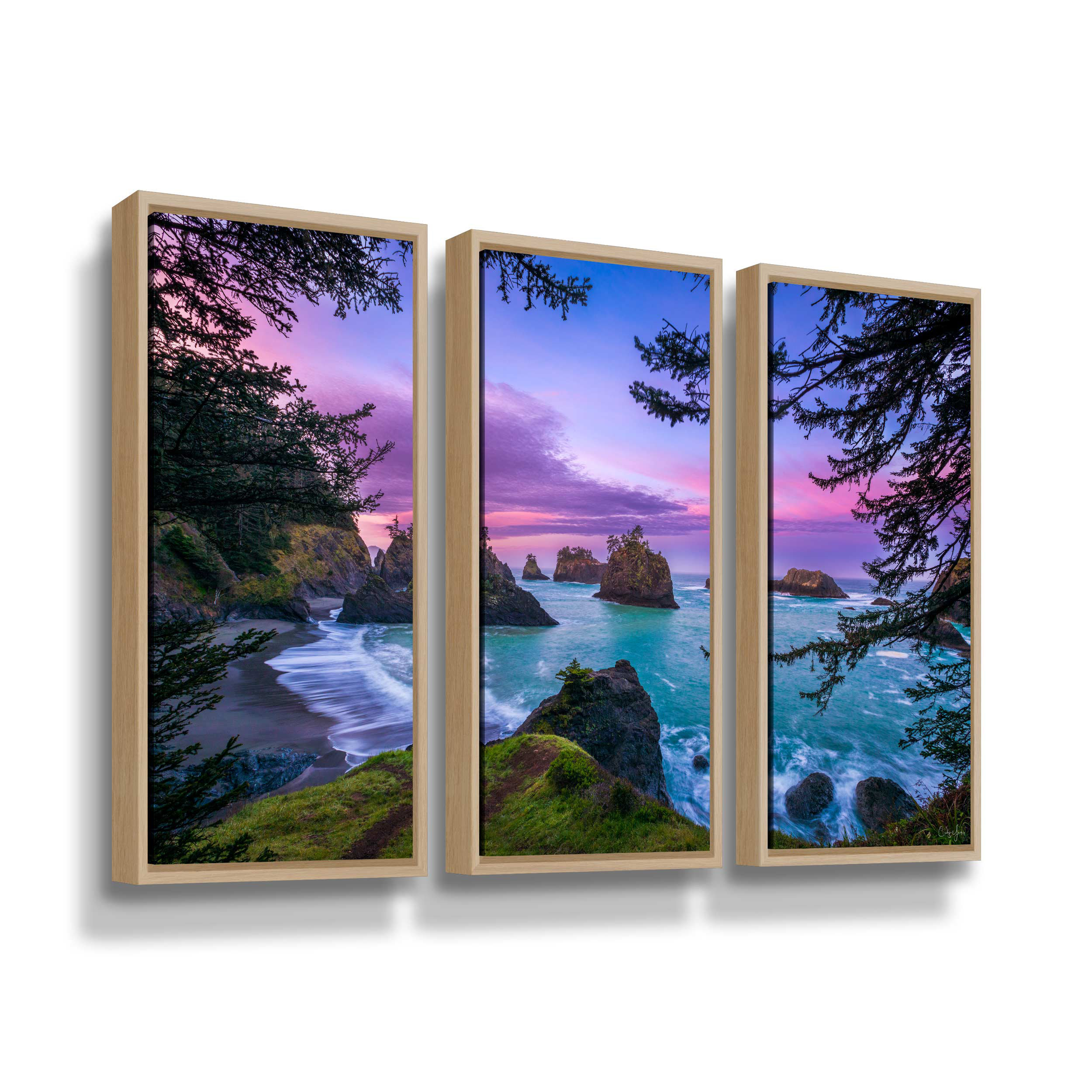Rosecliff Heights Secret Beach Sunrise Oregon - 3 Piece Floater Frame ...