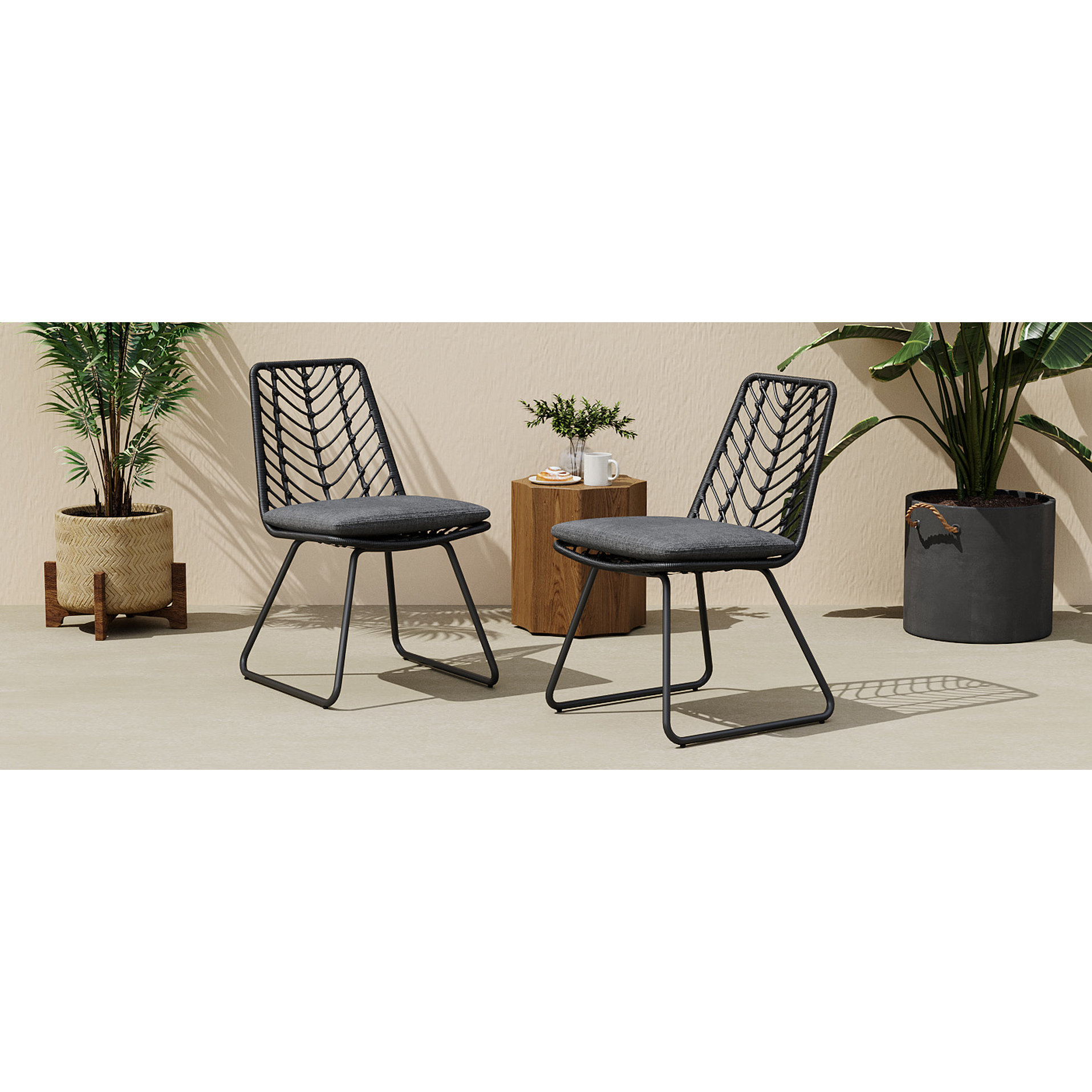 Bay Isle Home™ Garden & Outdoor Chair With Gray Seat And Back Cushions ...