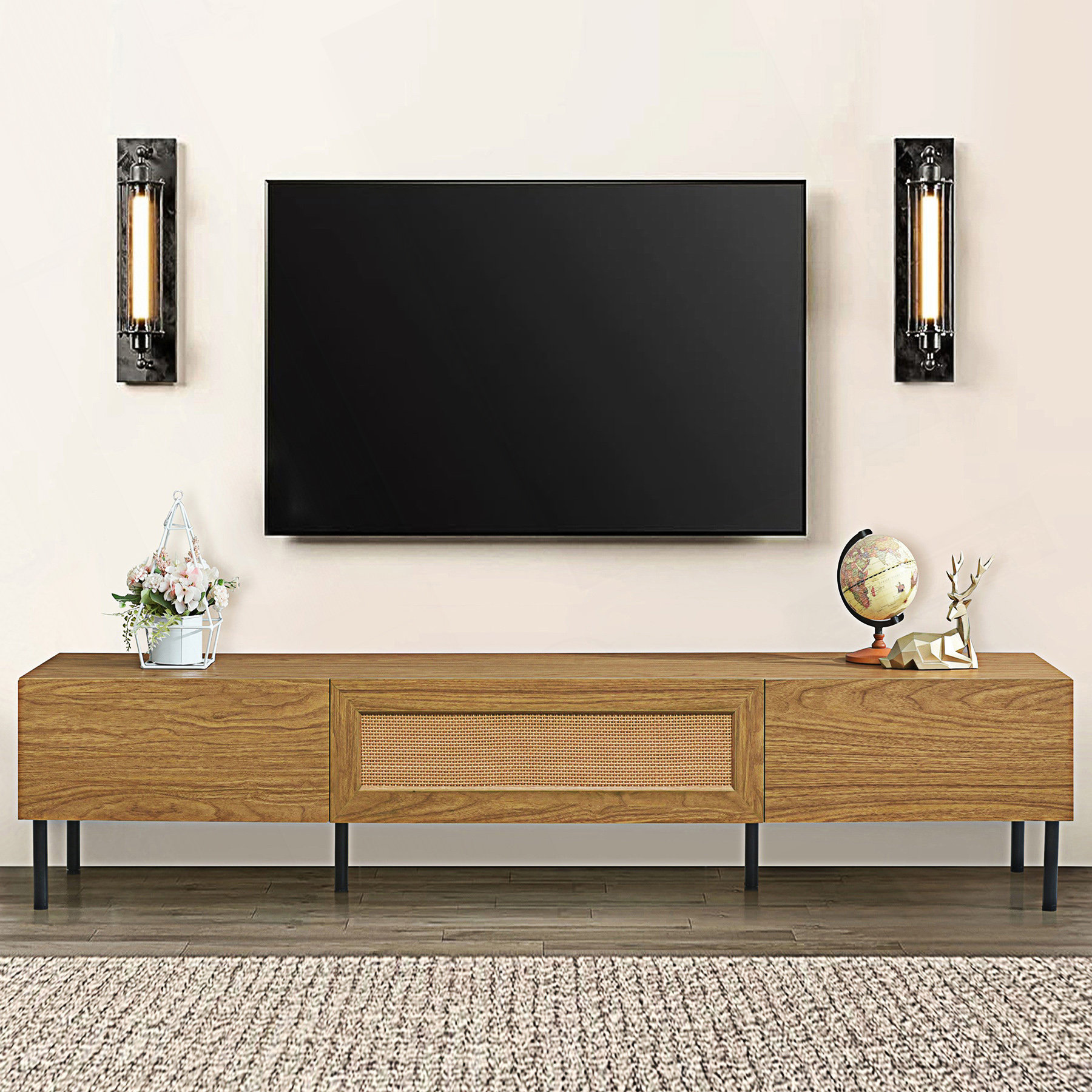 Dakota Fields Tv Console Table, Boho Tv Stand, Modern Farmhouse Media ...