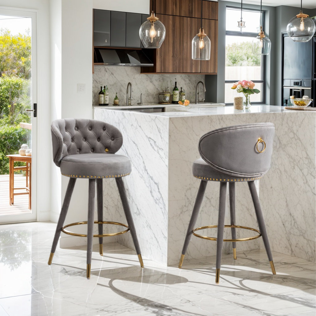 Mercer41 Princelin Swivel Upholstered 27.950'' Counter Stool with Solid ...