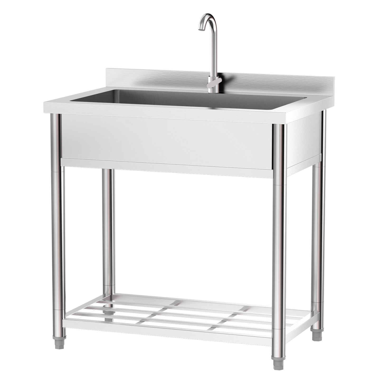 Winado 35.4 In. Freestanding Stainless Steel Large Single Basin Utility ...