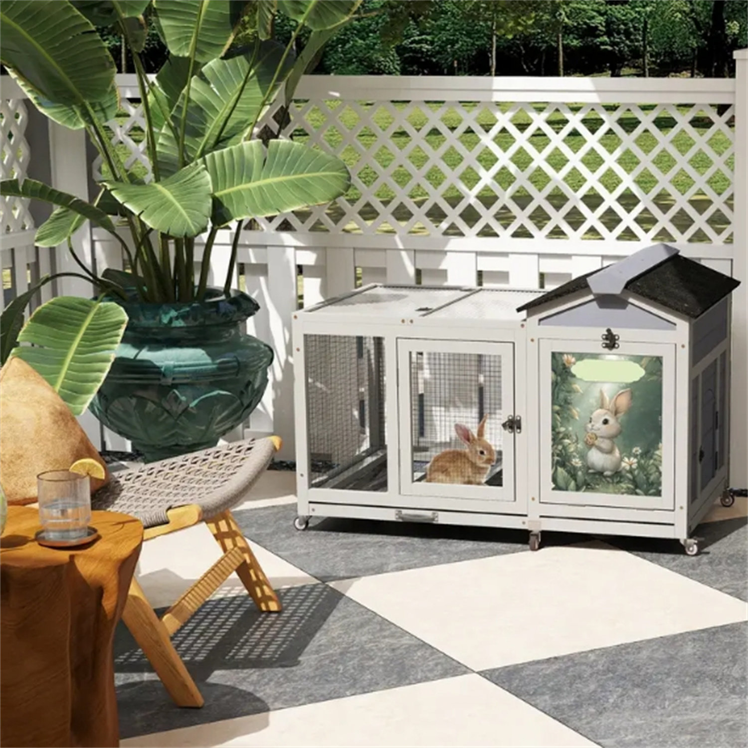 Tucker Murphy Pet™ Wooden rabbit hutch, indoor and outdoor small animal ...