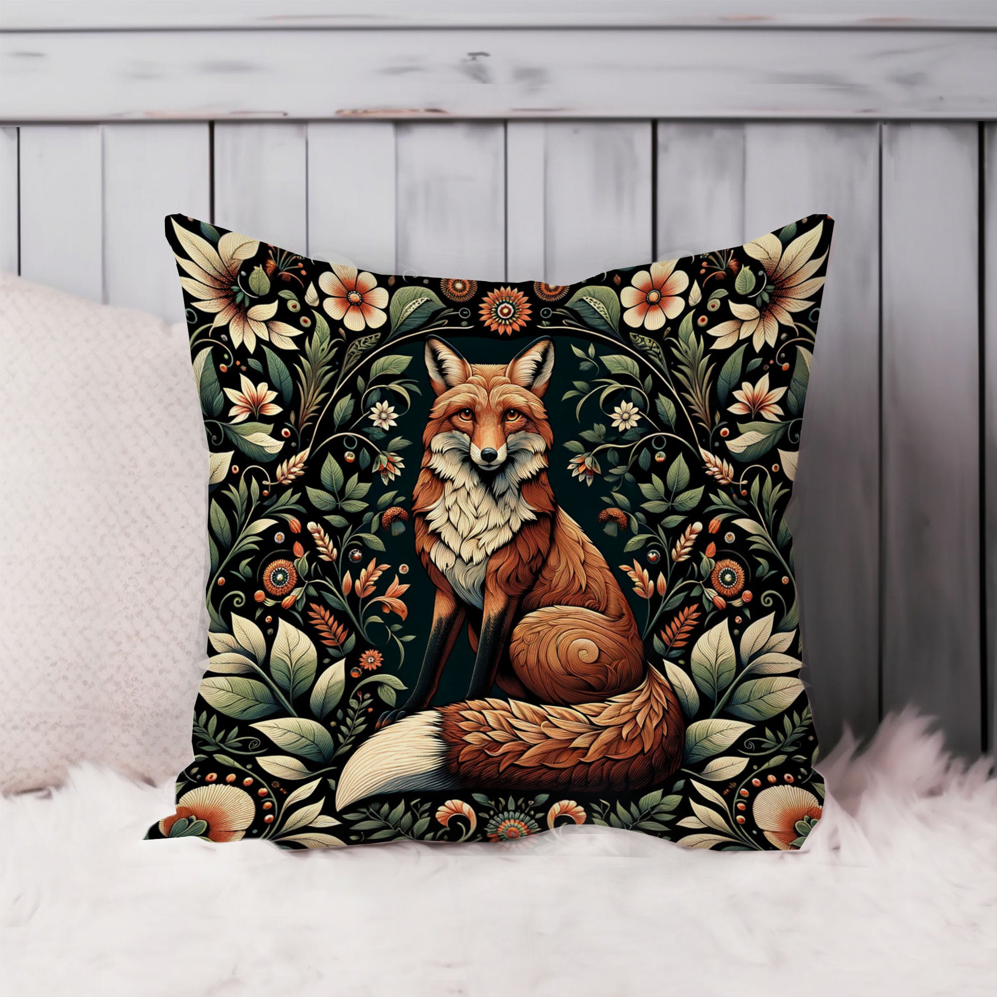 Ethan Taylor Animals William Morris Botanical Damask Style Fox III Cottage & Cottagecore | Wayfair