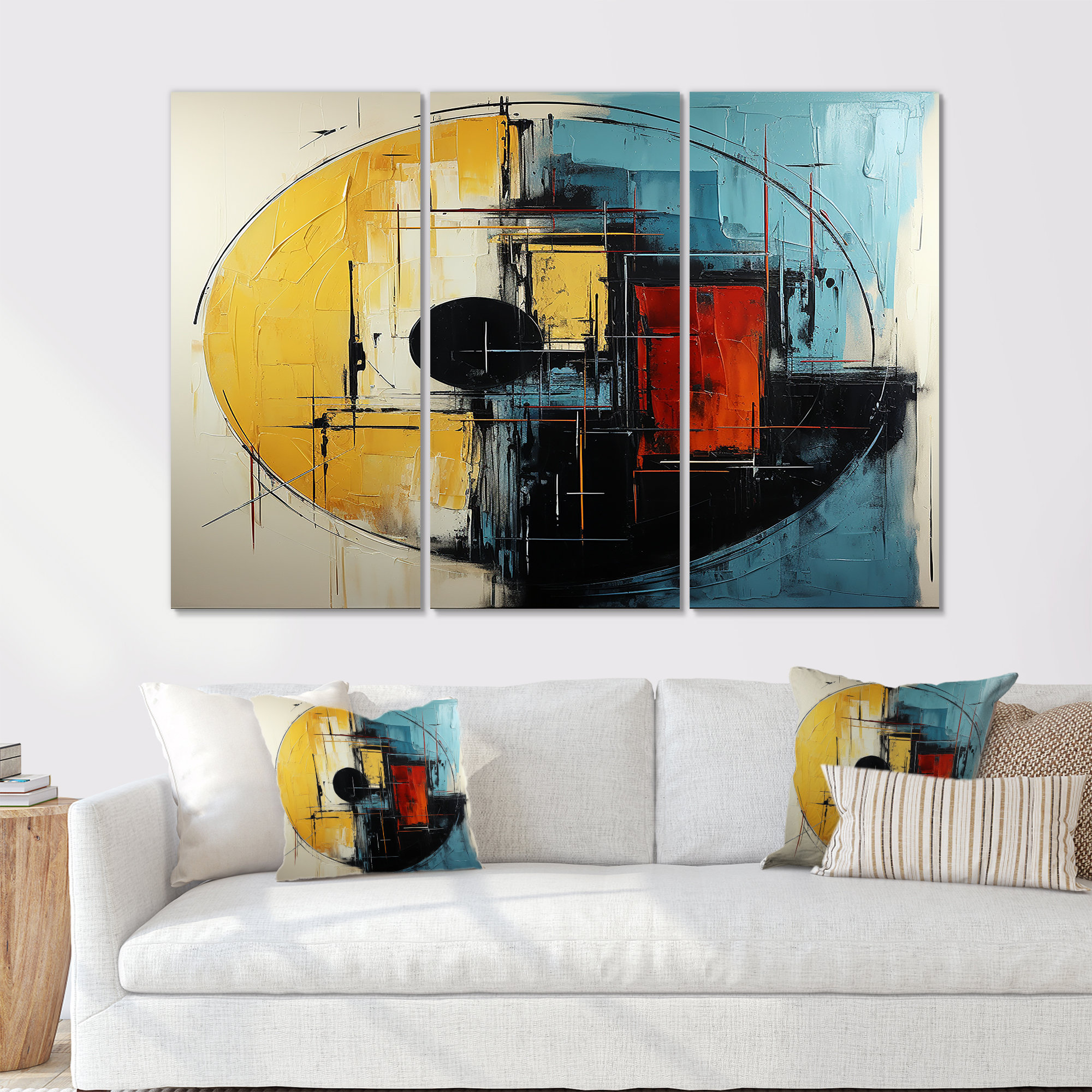 Ivy Bronx Ancestry Deconstructed Retro Blue Red - Abstract Shapes Wall ...