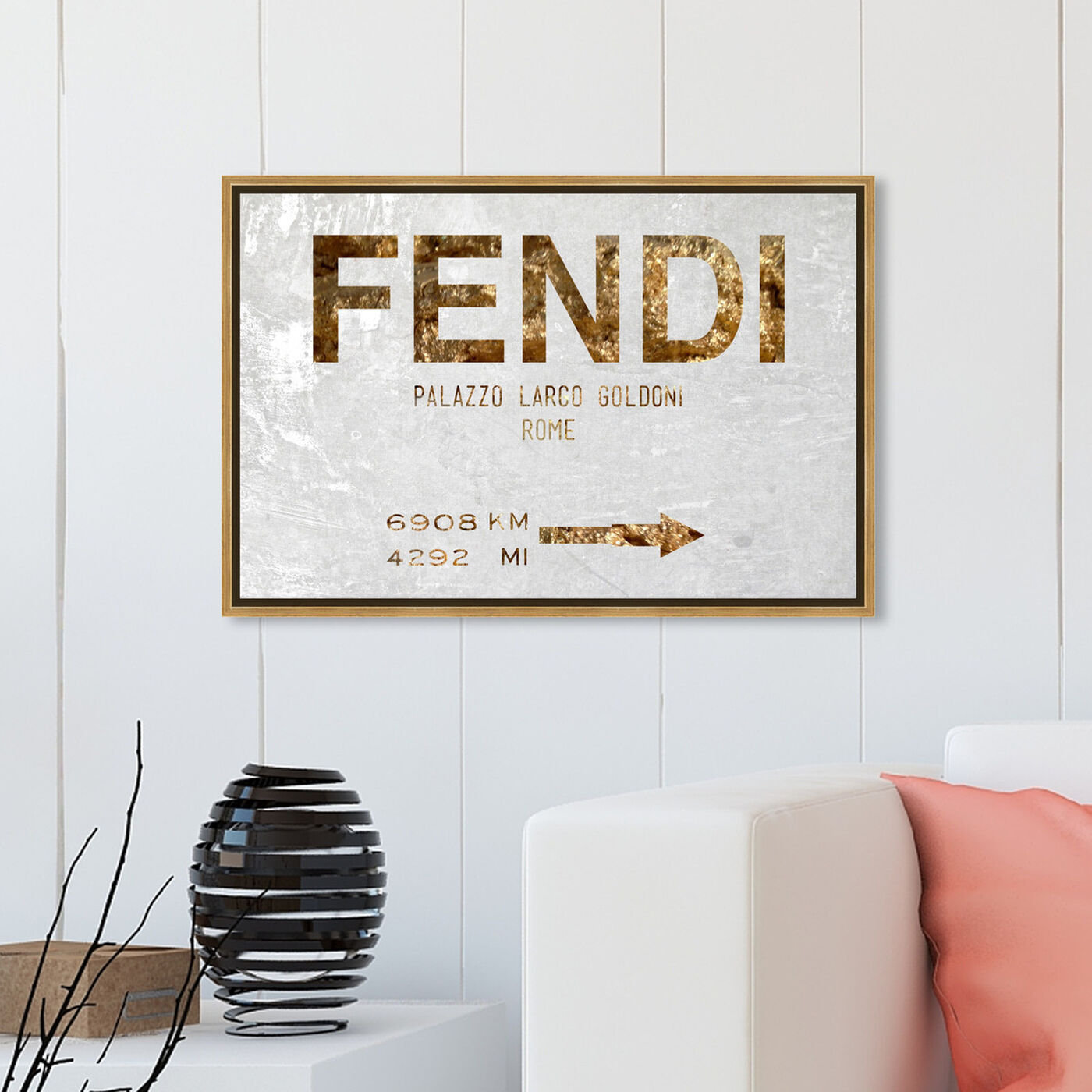 Oliver Gal Prints Rome Road Sign - Floater Frame Textual Art on Canvas ...