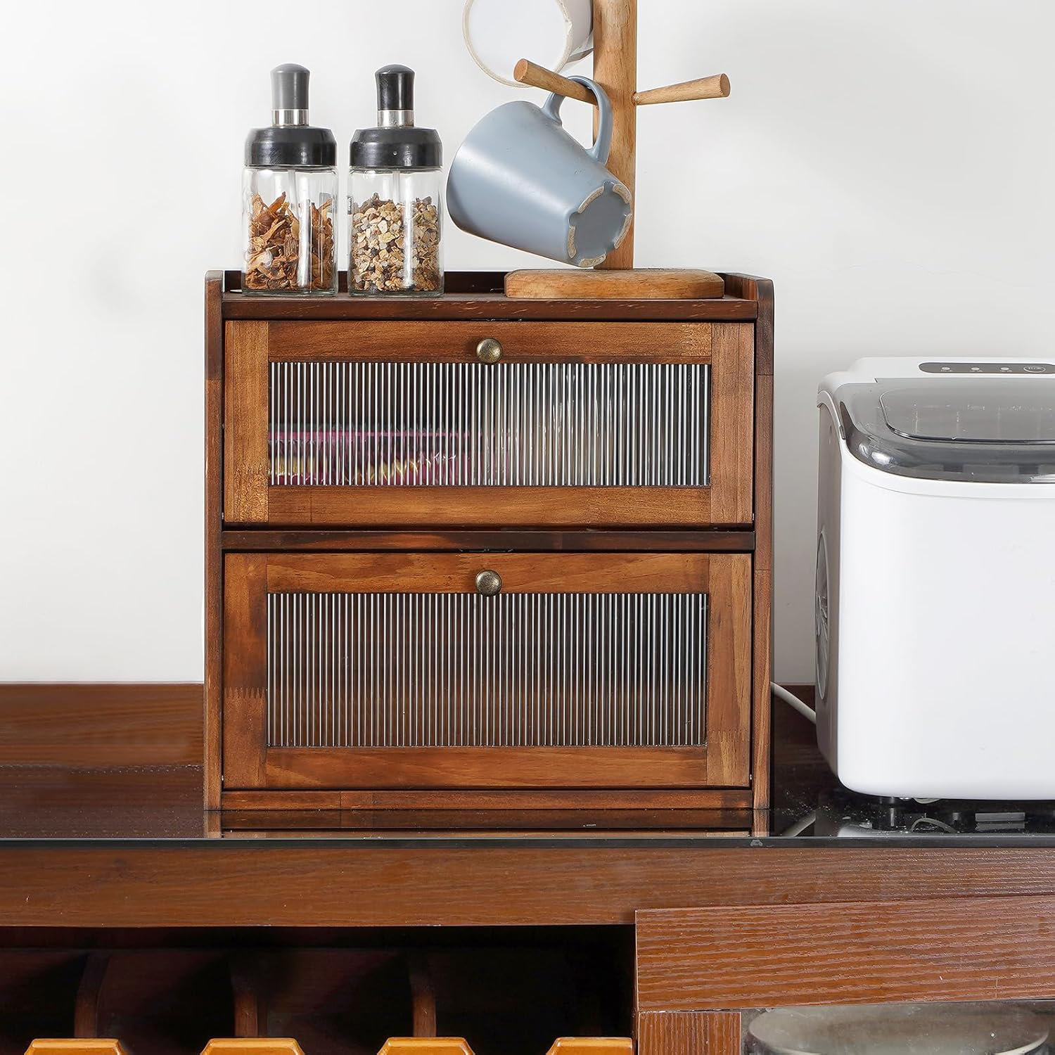 One Allium Way Bread Box For Kitchen Countertop Wooden Bread Storage ...