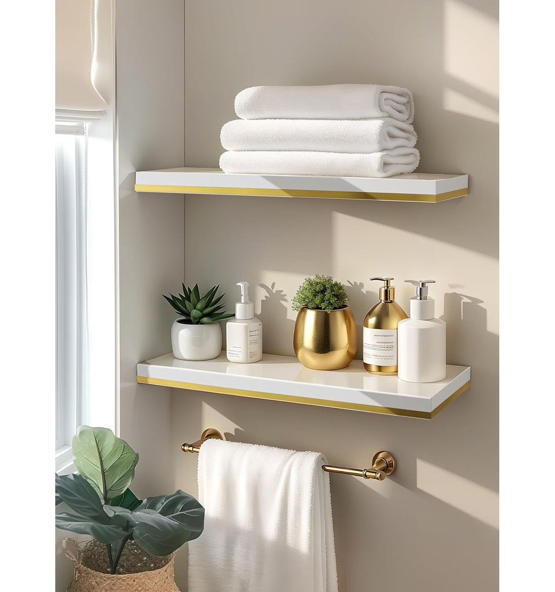 Mercer41 Floating Shelves Set of 2, Modern White Floating Shelves for ...