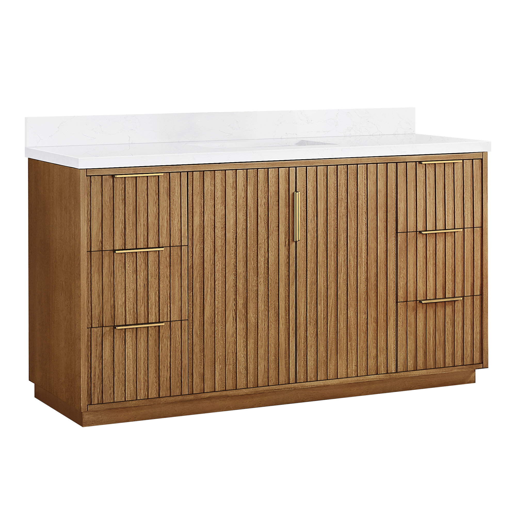 Vinnova Bangkok Single Bath Vanity in Mango Wood Light Brown with White ...