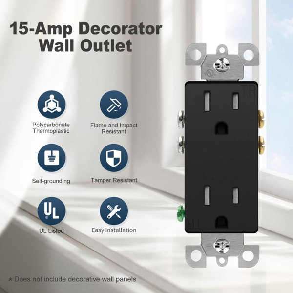 Aotri Outlet Decora Duplex Receptacle, 15 Amp, 125 Volt, Tamper ...