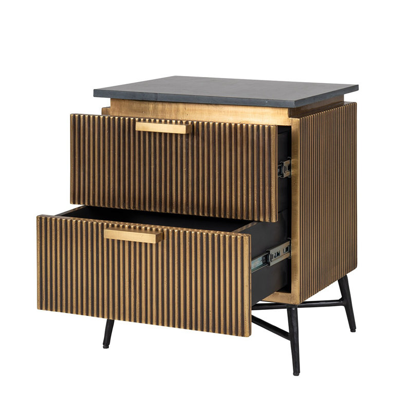 OROA Ironville 2 - Drawer Iron Nightstand in Gold | Wayfair