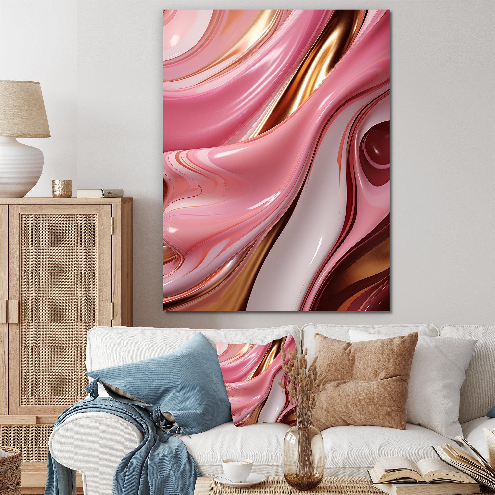 Wrought Studio Liquid Pink & Gold Succulent Glam Art Alchemy - Abstract ...