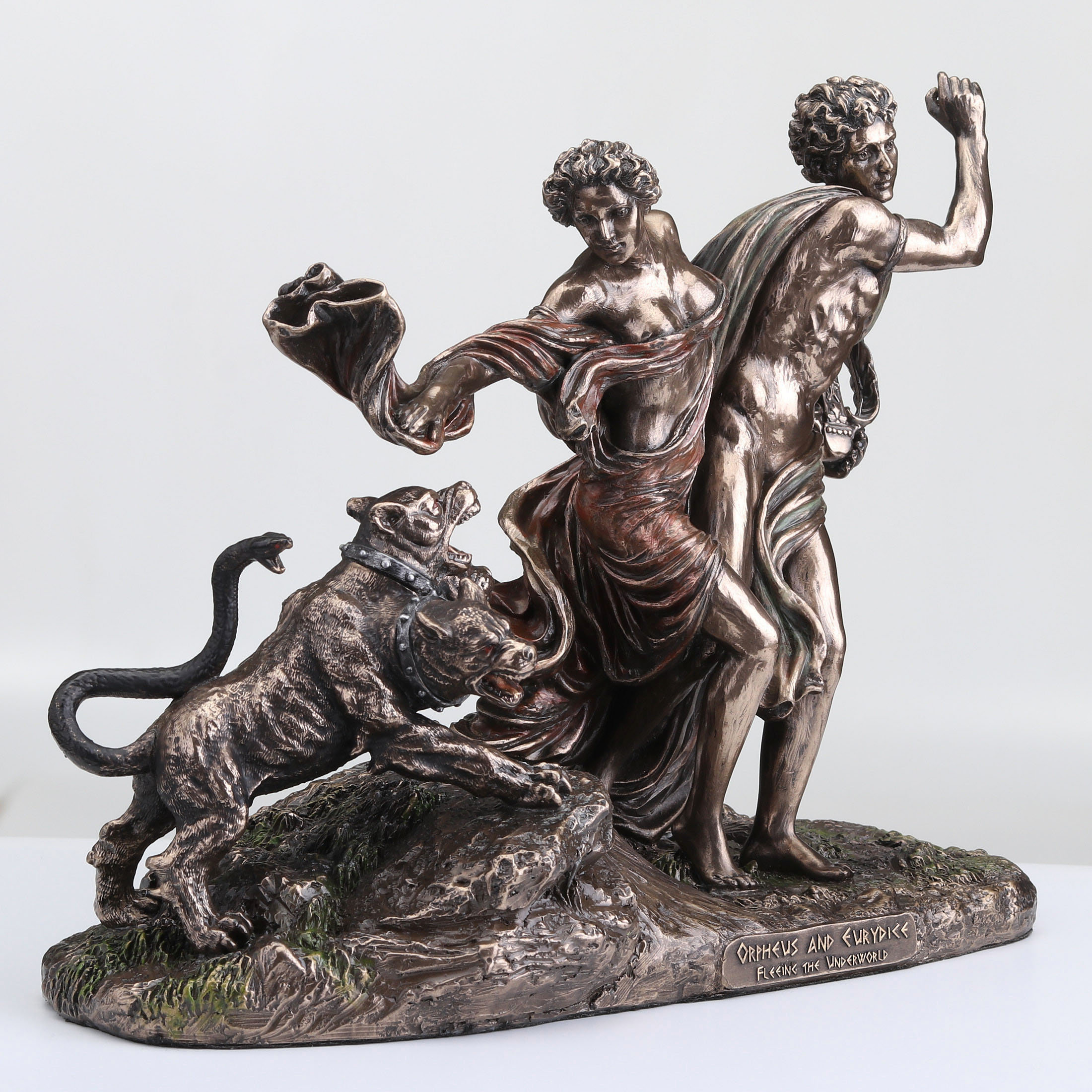 Trinx 9.25 inches Width Cold Cast Bronze Orpheus and Eurydice Fleeing ...
