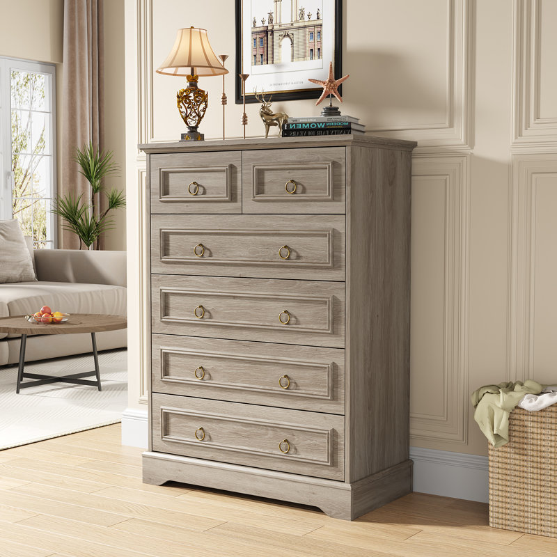 Breakwater Bay 6 Drawers Vintage Design Dresser With Natural Texture ...