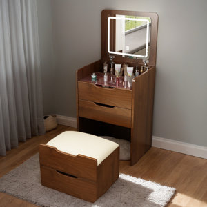 Latitude Run® 3 in 1 Vanity Desk with Plip Top Mirror,Compact Makeup ...