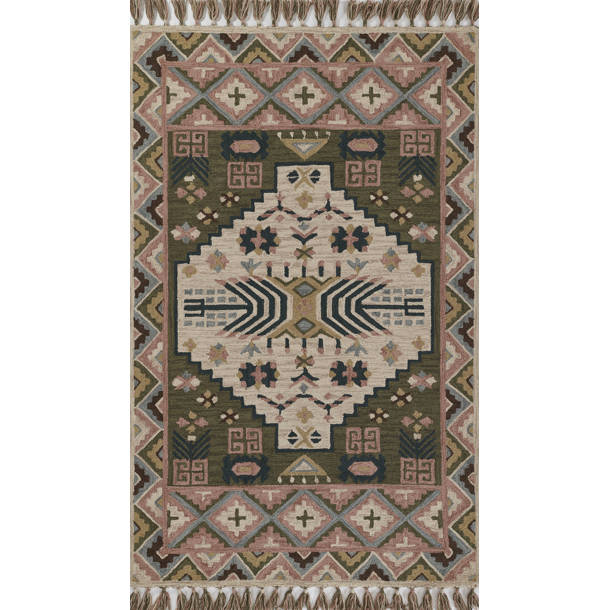 AllModern Bronte Hand Hooked Wool Southwestern Rug & Reviews | Wayfair
