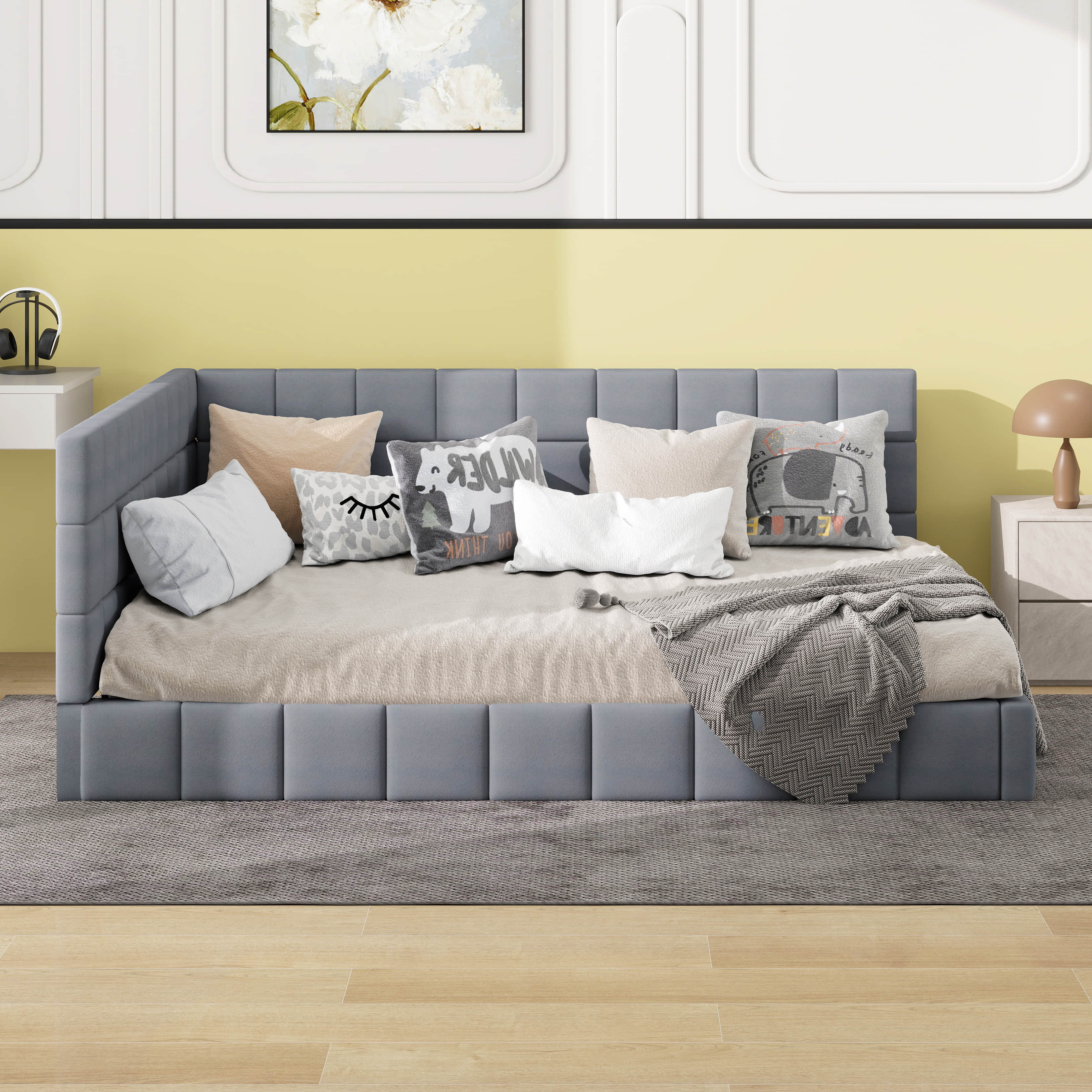 George Oliver Full Size Upholstered Daybed, Mid Century Day Bed Frame ...