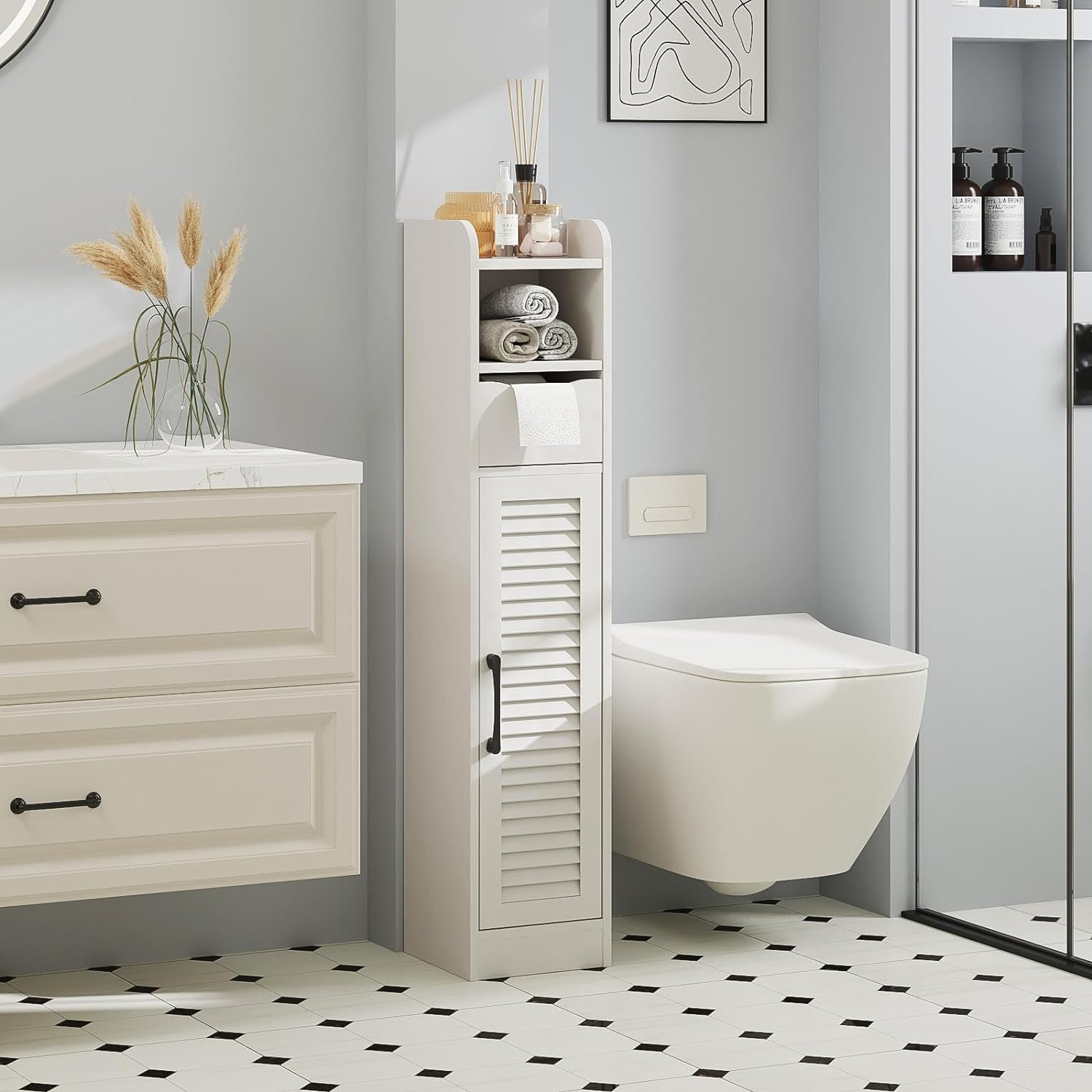 Latitude Run® Small Bathroom Storage Cabinet, Narrow Slim Storage ...