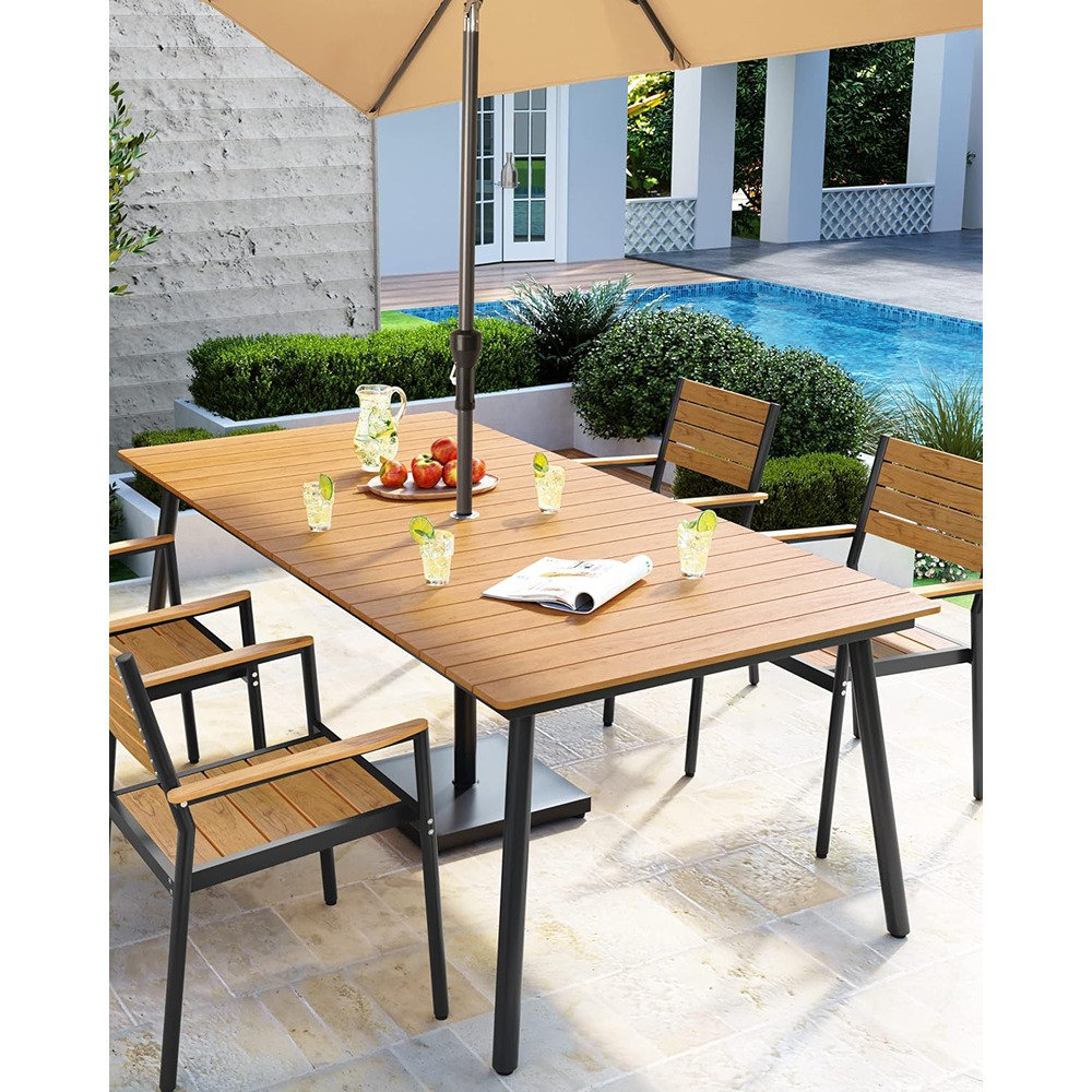 Latitude Run® Outdoor Dining Table, 82.7 Inch Patio Dining Table With ...