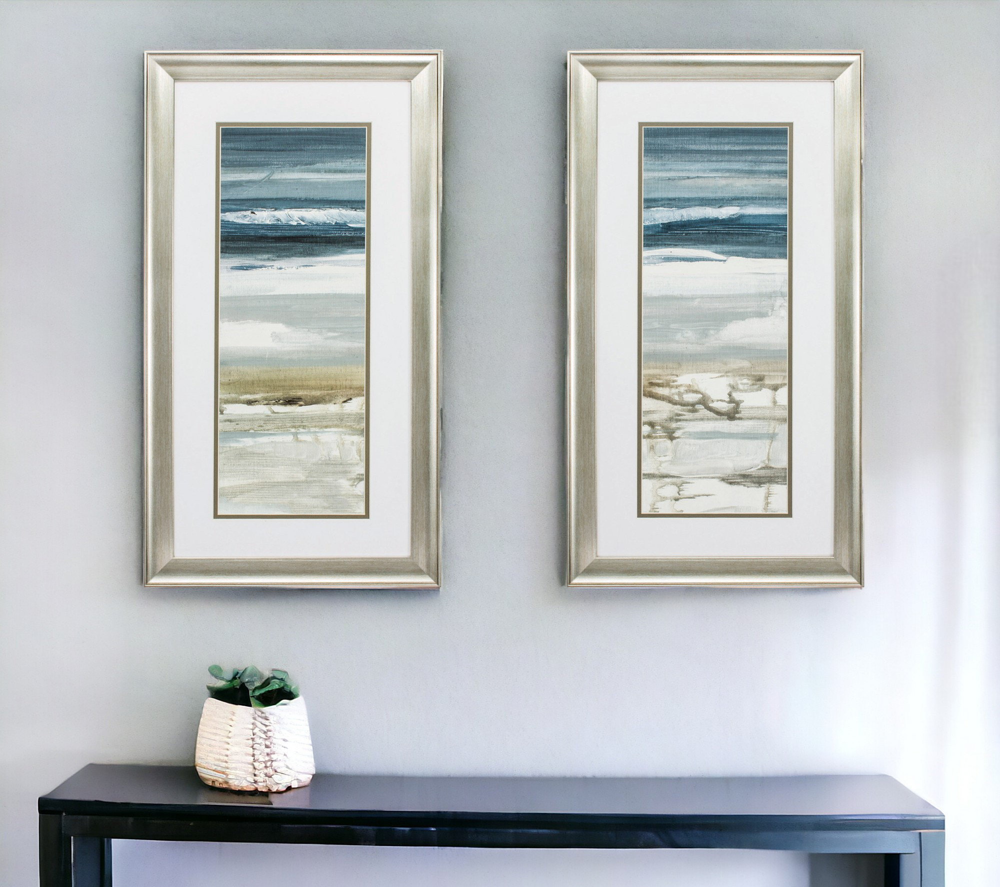 Dovecove 15" X 27" Brushed Silver Frame Horizon (Set Of 2) | Wayfair