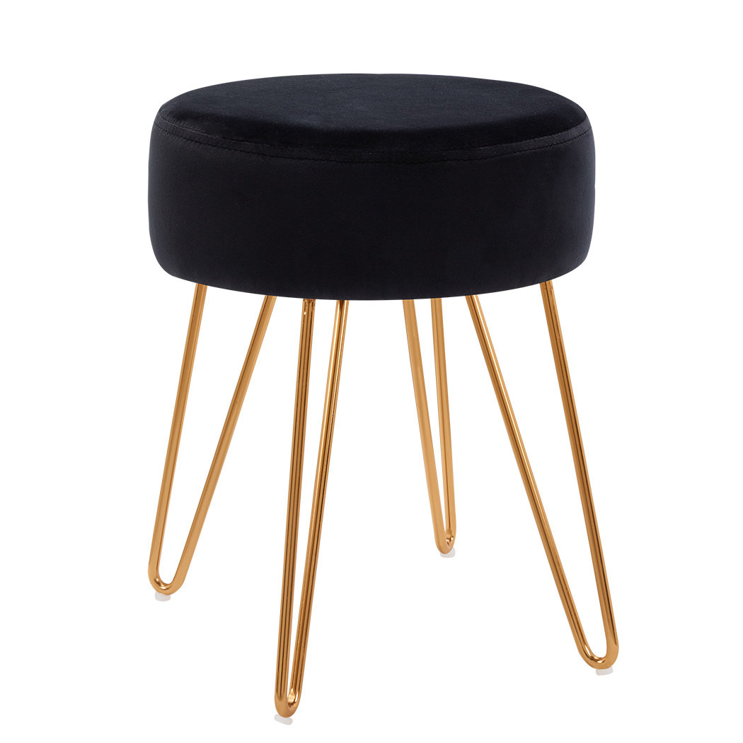 East Urban Home Childress Velvet Round Gold Metal Stool & Reviews | Wayfair