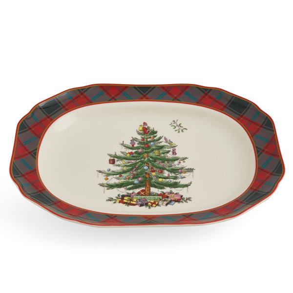 Spode Christmas Tree Tartan Rectangular Platter 14" & Reviews | Birch Lane