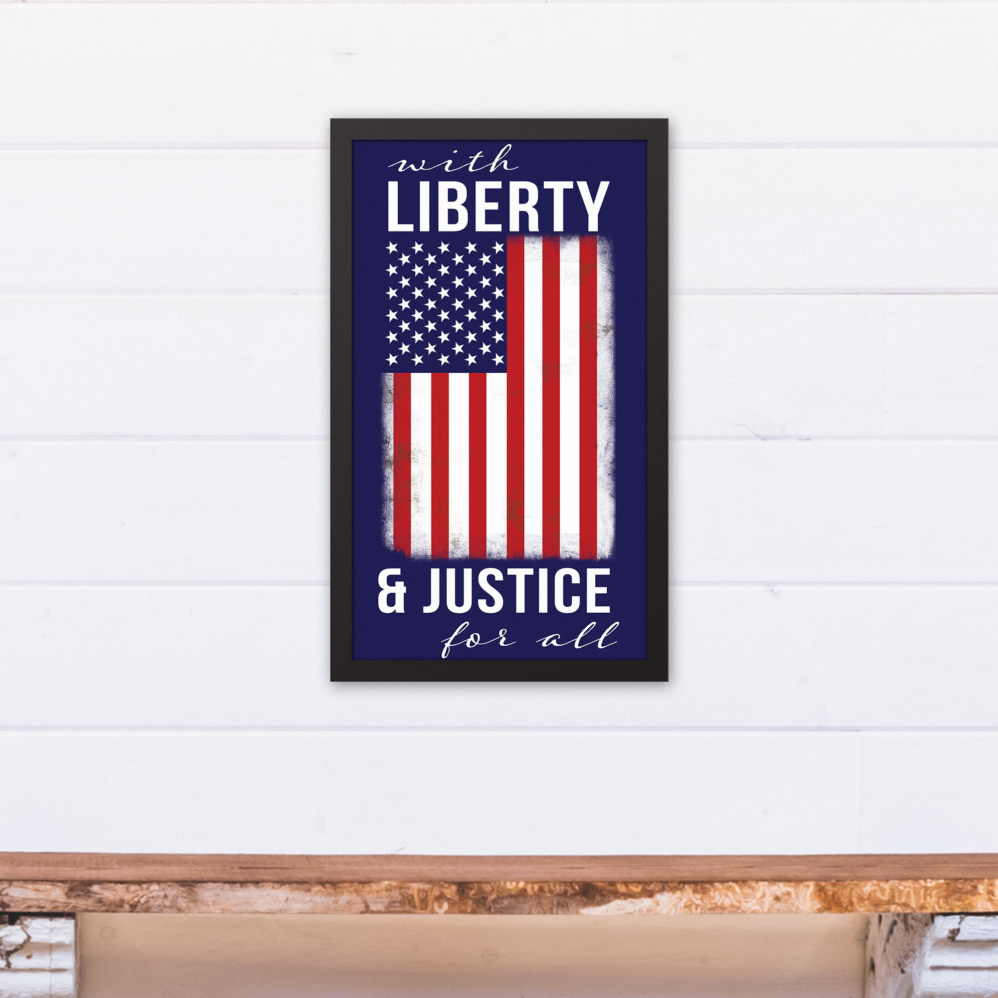 Ebern Designs Liberty And Justice Flag Framed On Canvas Print | Wayfair