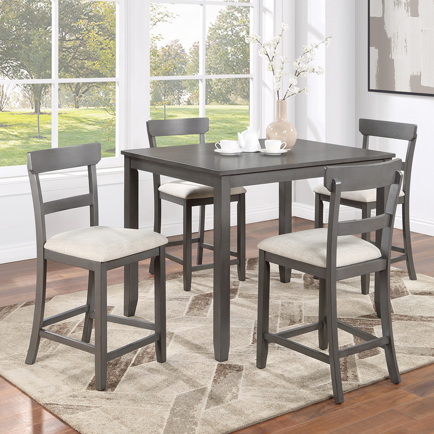Red Barrel Studio® 5 Piece Counter Height Dining Set With Footrest In ...