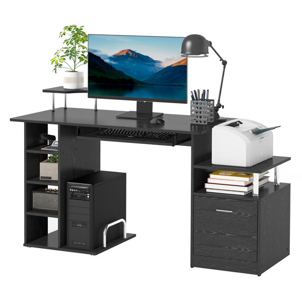 Latitude Run® Catron Black Wooden Grain Computer Desk & Reviews ...