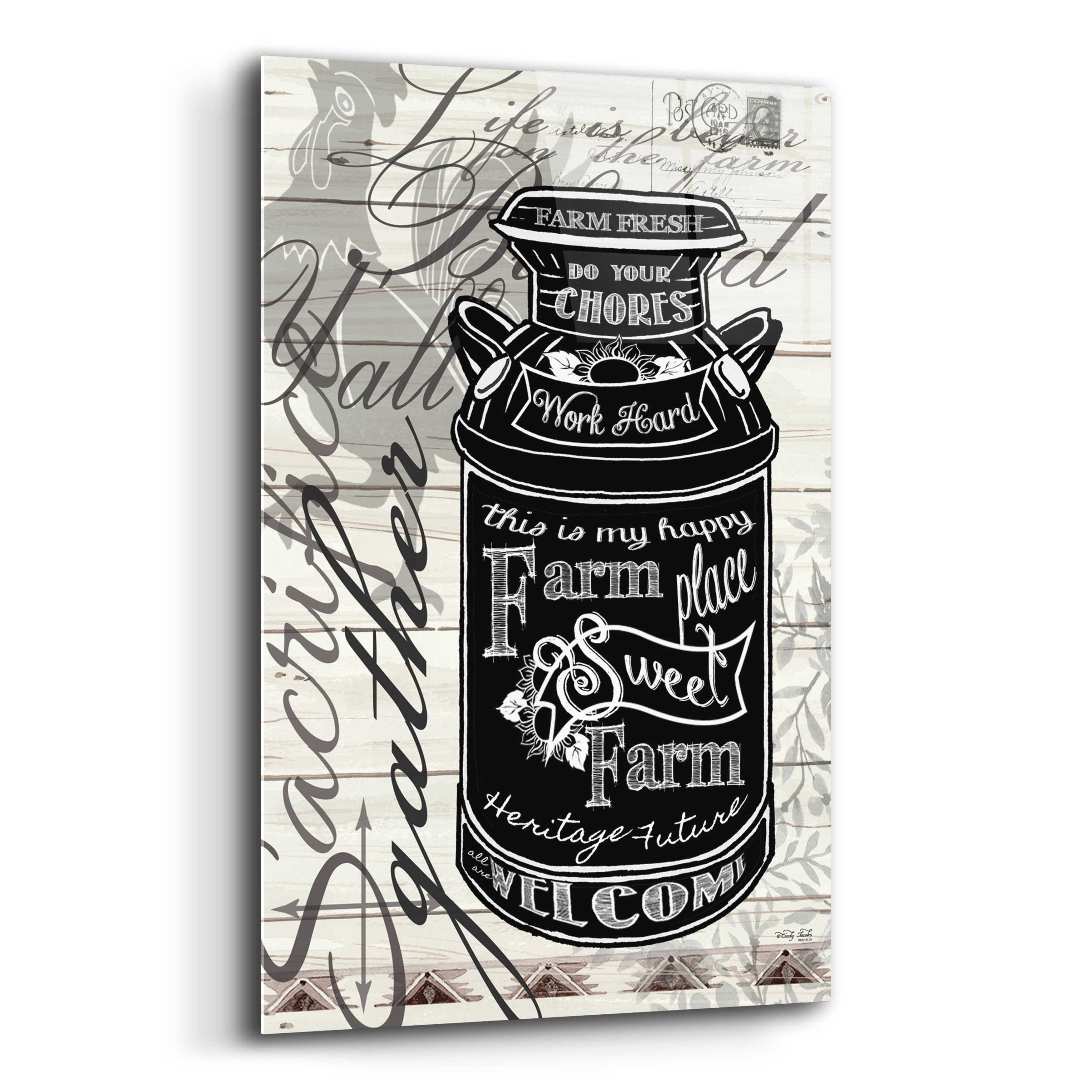 Trinx ''Farm Sweet Farm Milk Can'' By Cindy Jacobs, Acrylic Glass Wall ...